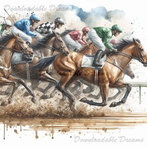 Watercolor Horse Racing Clipart Bundle: Derby Art (digital Download) - Etsy