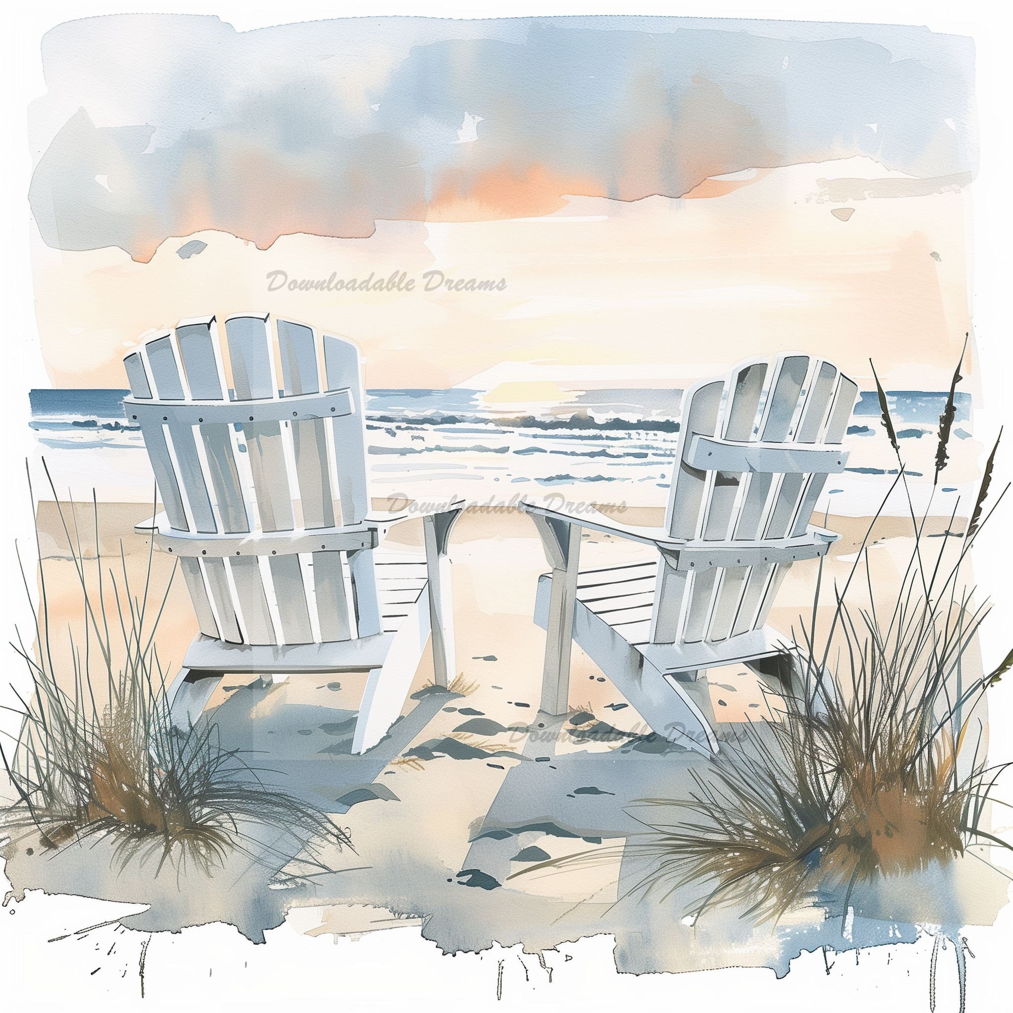 Adirondack Chair Beach Watercolor Clipart Bundle (digital Download) - Etsy