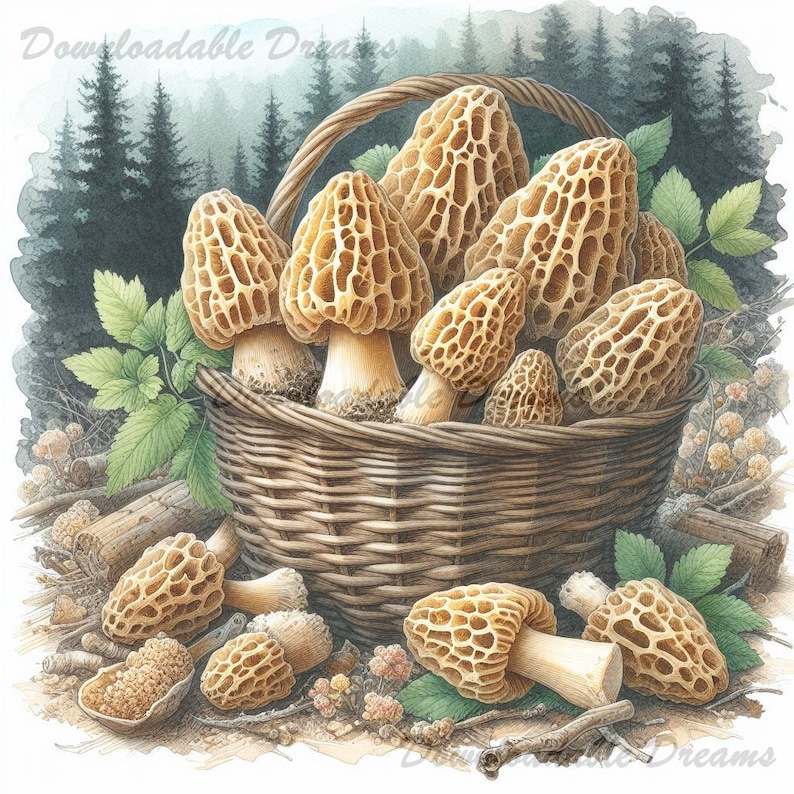 20 Morel Mushroom Clipart Bundle - Morels Art Pack High Quality Digital ...