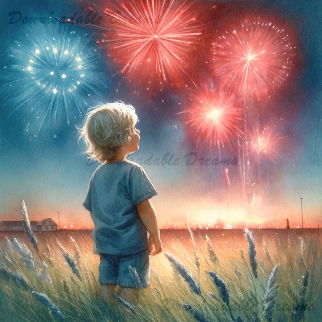 20 Little Boys Fourth of July Watercolor Clipart Bundle Child Fireworks ...