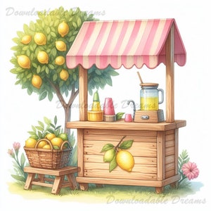 Lemonade Stand Watercolor Clipart Bundle: Commercial Use (digital ...