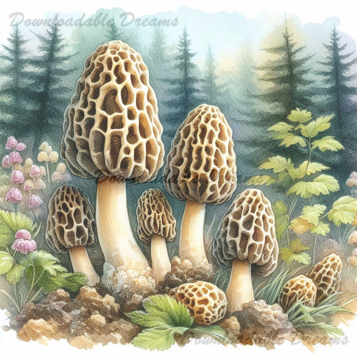 20 Morel Mushroom Clipart Bundle Morels Art Pack High Quality Digital ...