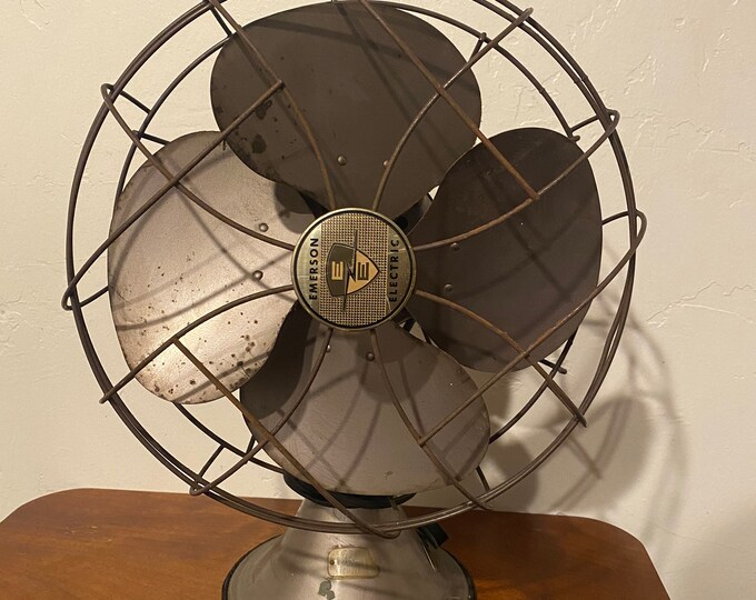 RARE Vintage Antique Emerson 77646-SU 4 Blade 3 Speed Oscillating Desk ...