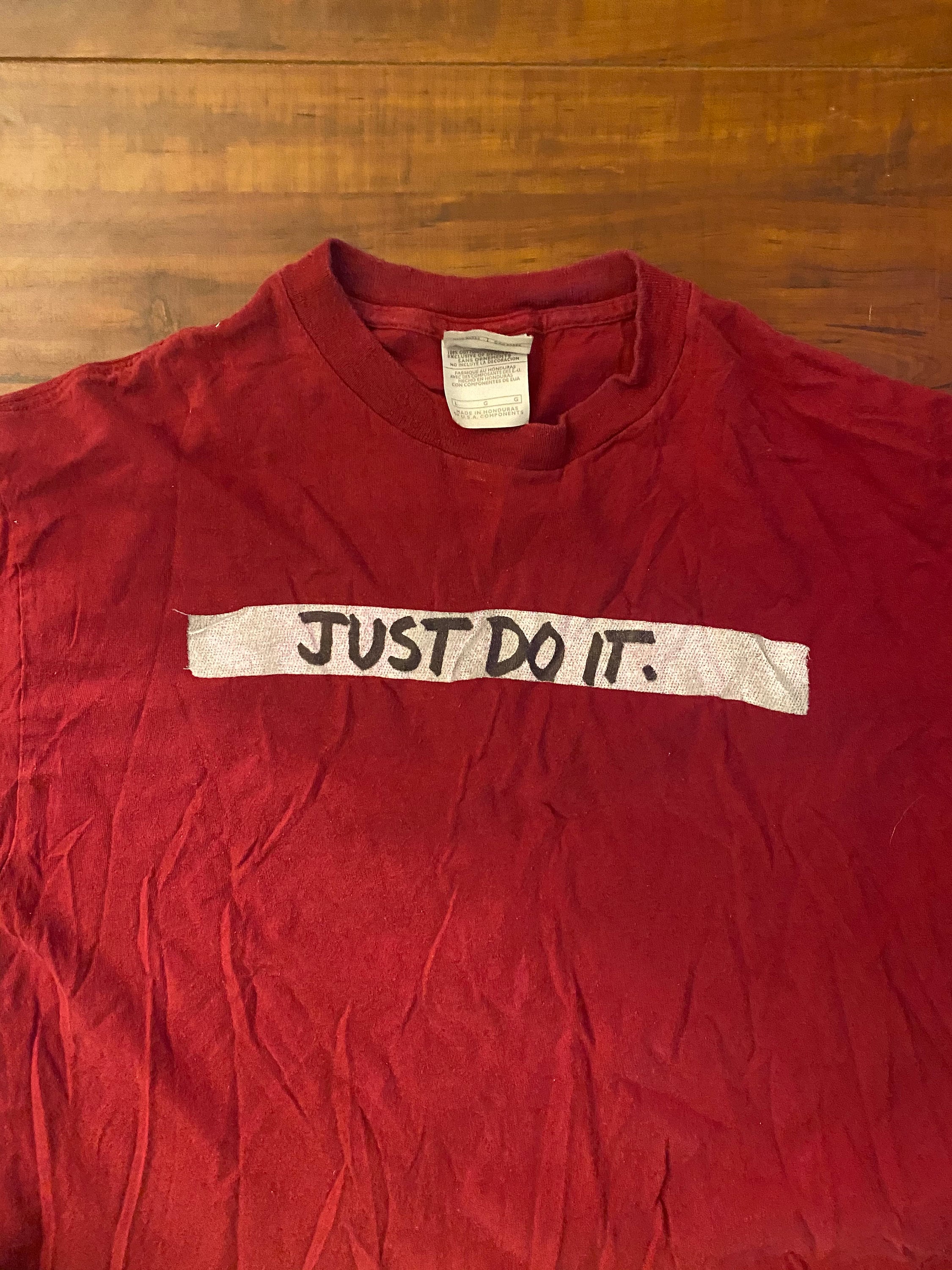 Vintage 90s Nike JUST DO IT Red Tee Shirt - Men's Size Large - Etsy
