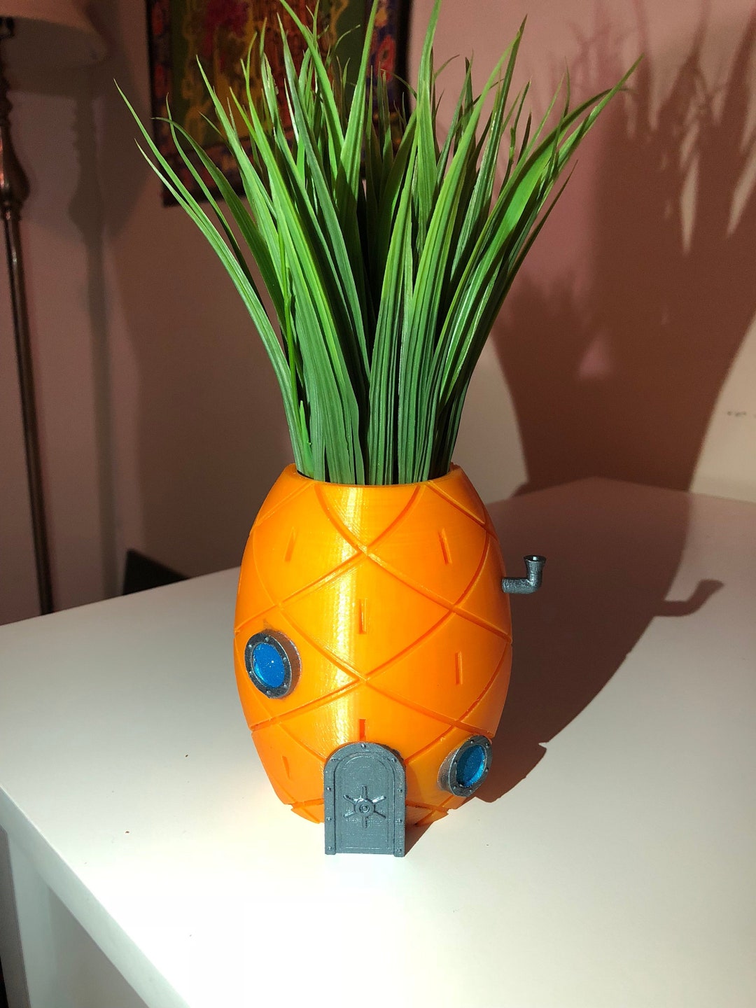 Spongebob Inspired Pineapple House Planter (with Fake Plant), Made of ...