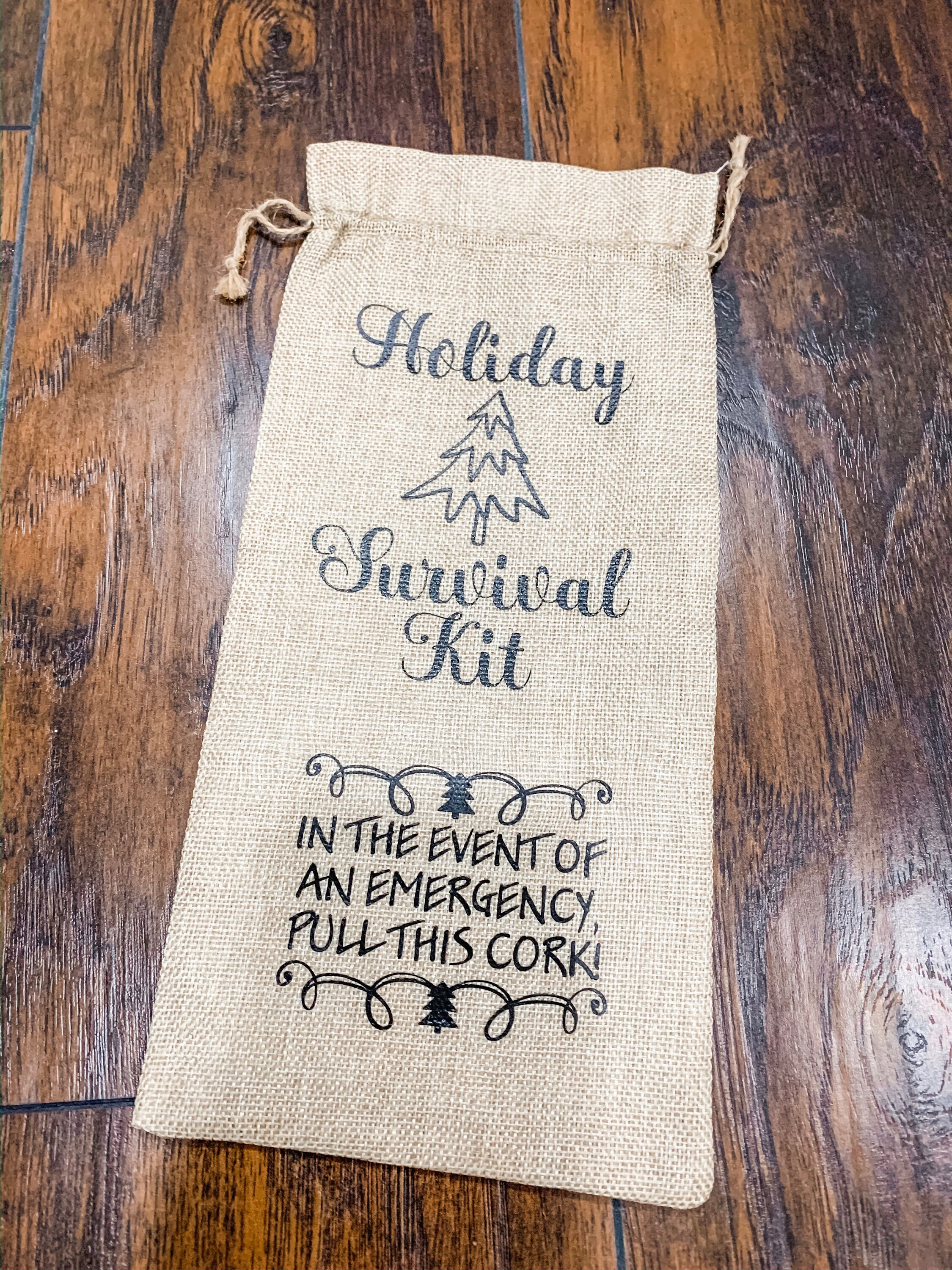 Holiday Survival Kit Christmas Wine Bag Personalized Wine | Etsy