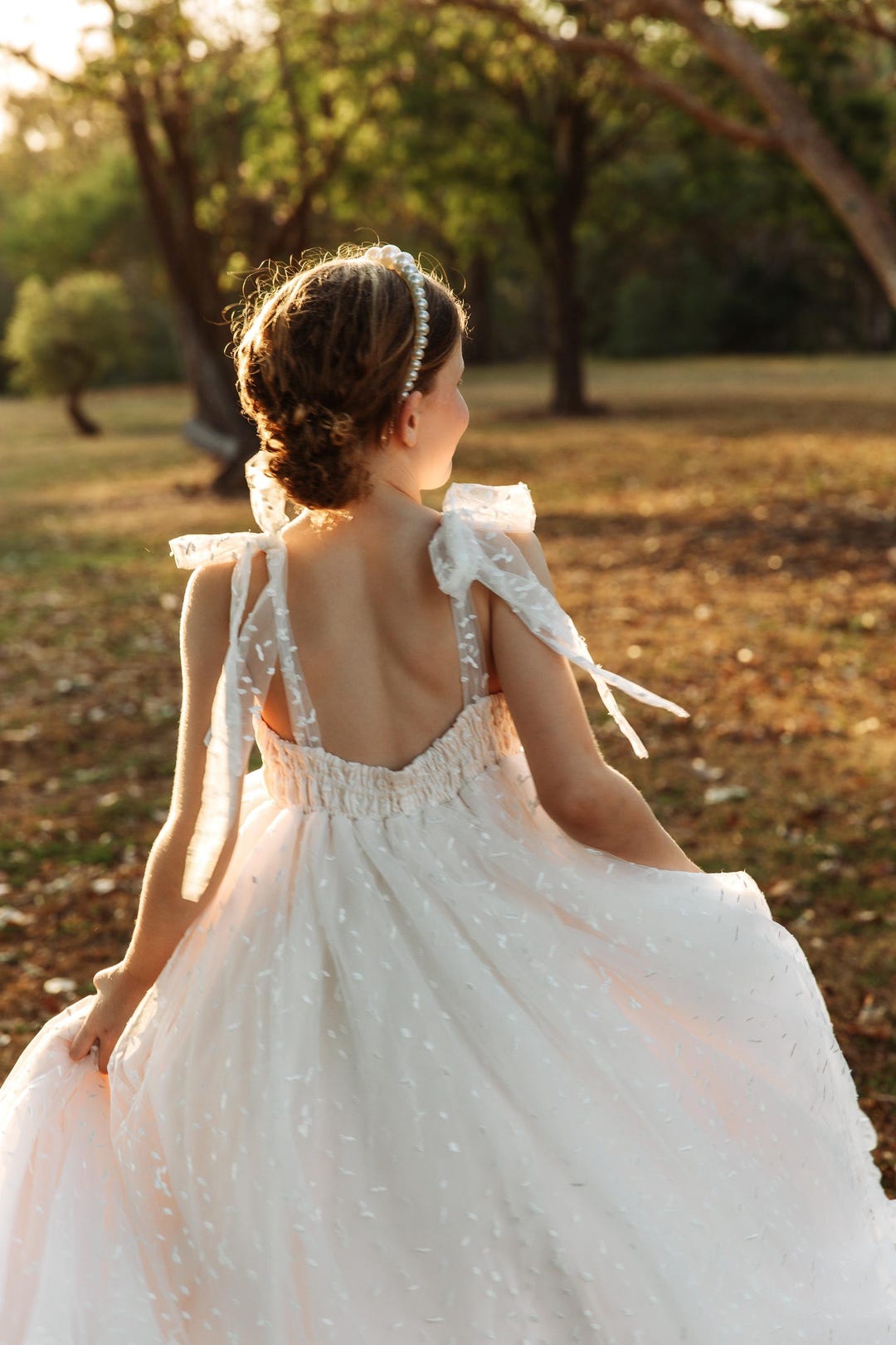 Boho Beach Polka Dot Lace Tulle Wedding Flower Girl Dress Girls Boho ...