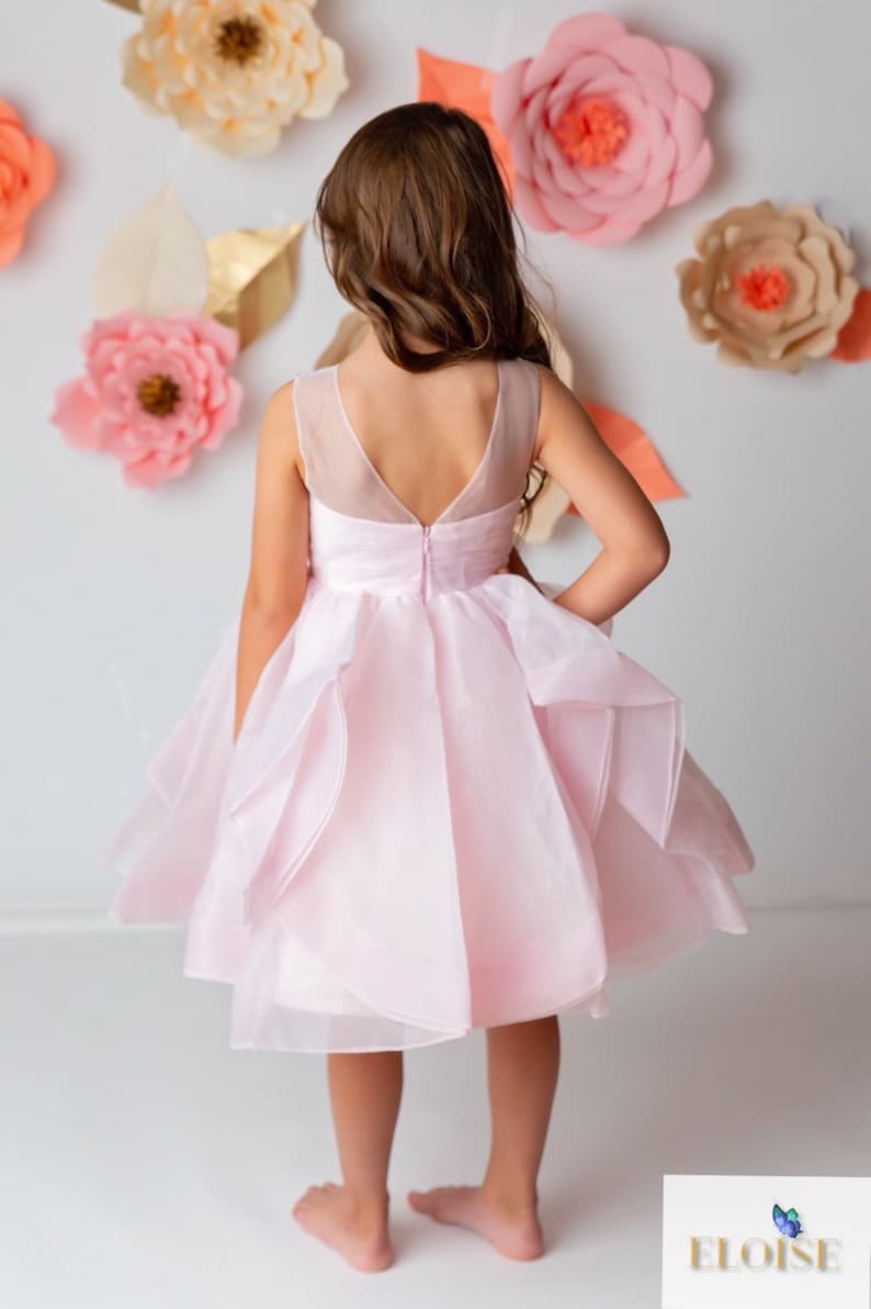 Elegant V Back Pink Organza Tulle Flower Girl Dress Organza Etsy