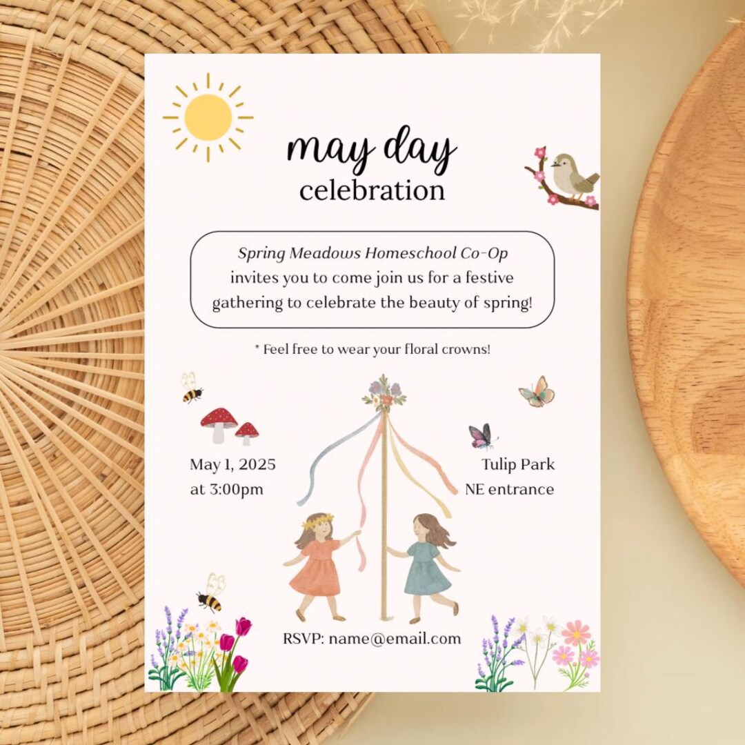May Day Celebration Invitation | Homeschool Spring Festival | Waldorf ...