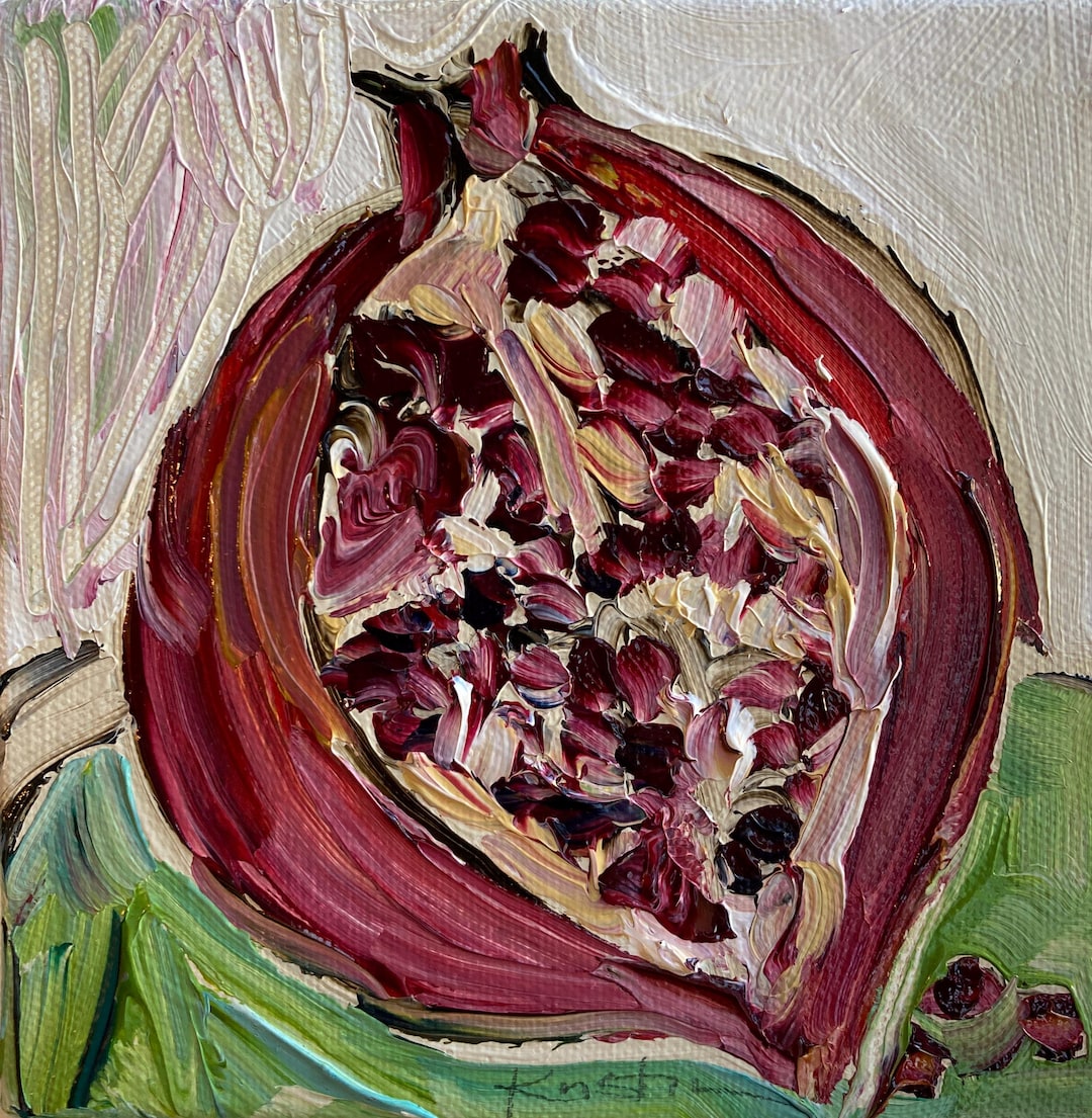 Pomegranate Painting, Original Painting on Canvas, Home Decor, Wall Art ...