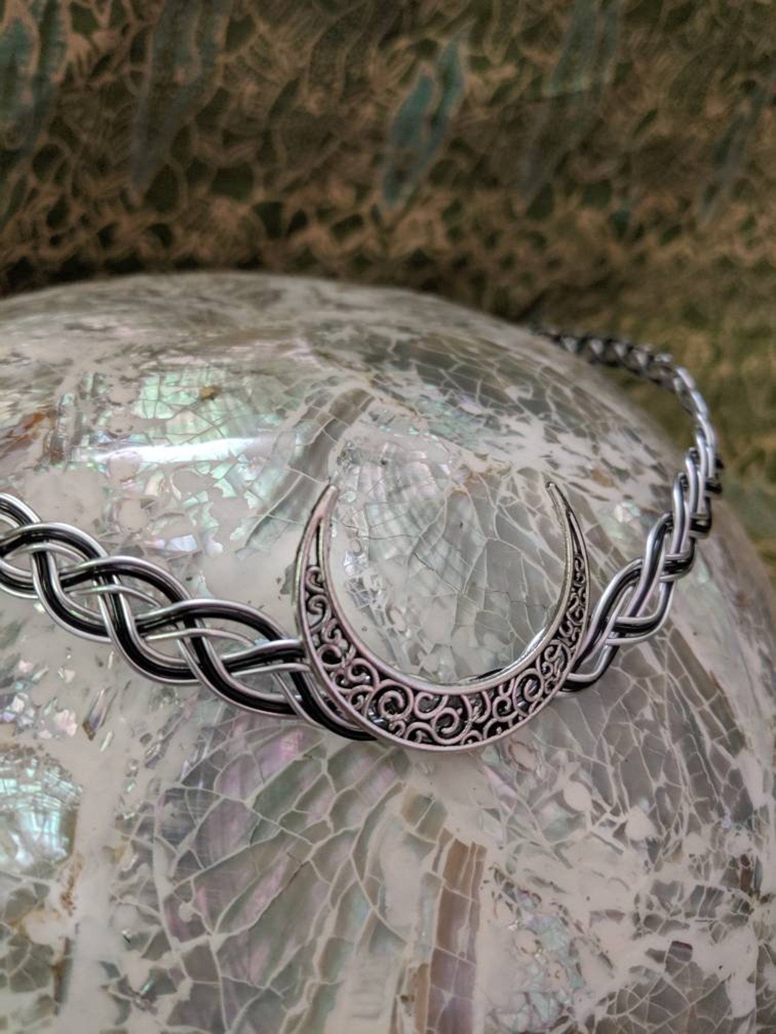 Braided Moon Crown Braided Goddess Crown Moon Crown Moon - Etsy