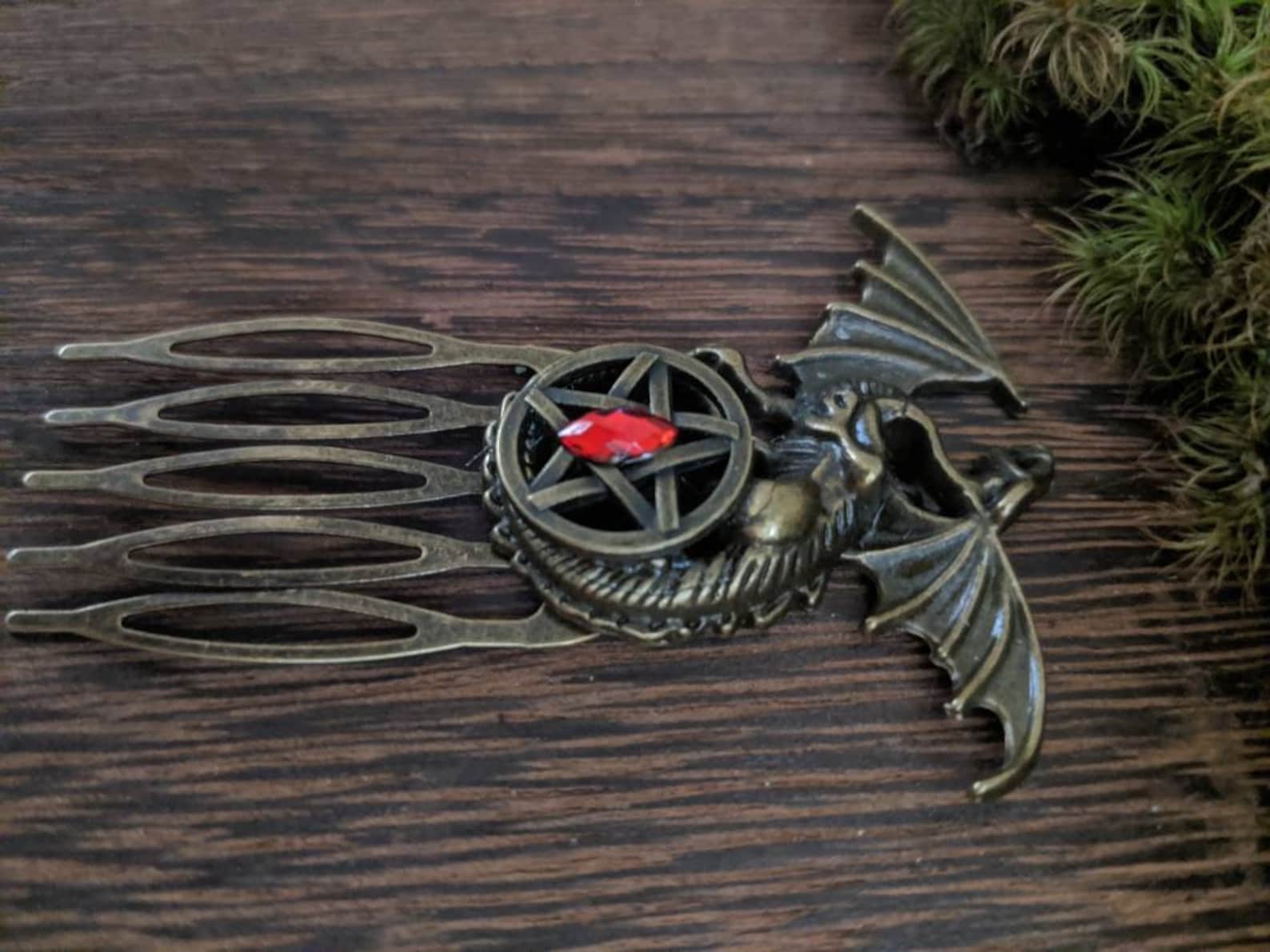 Dragon Hair Comb Pentagram Hair Comb Witchy Hair Comb - Etsy
