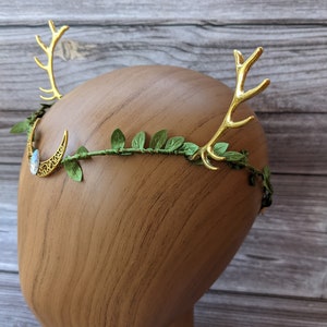 Horned Crown Antler Tiara Moon Circlet Goddess Circlet - Etsy