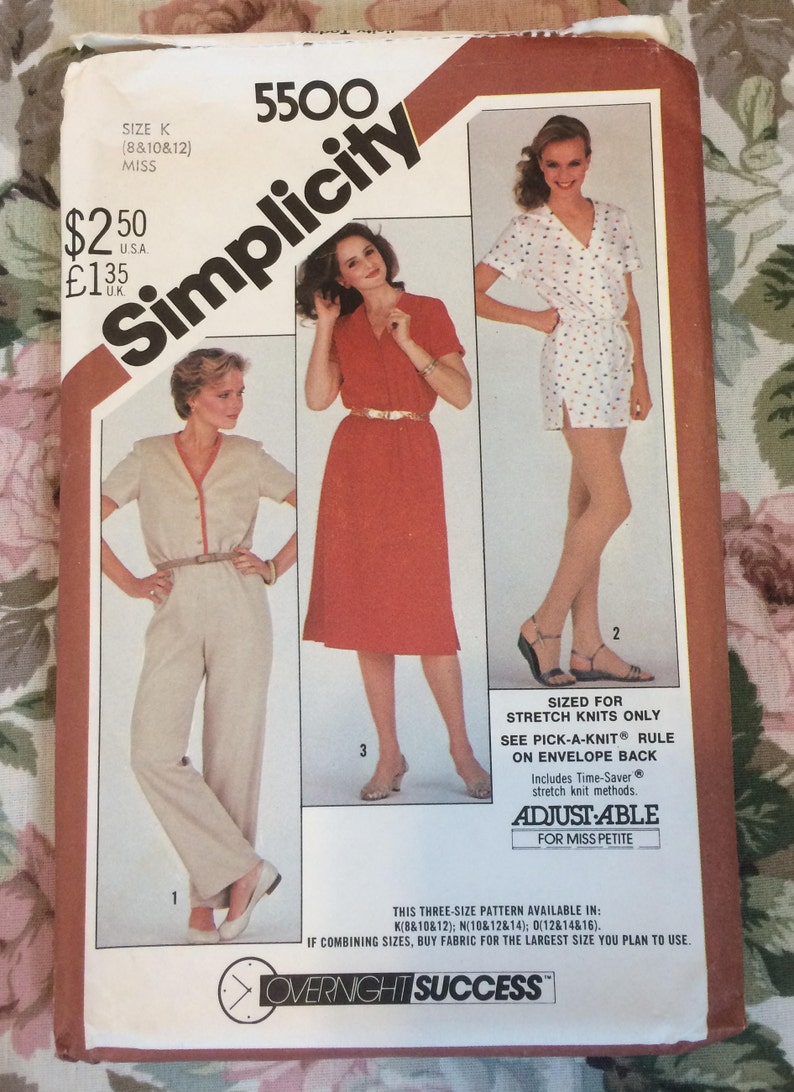 Simplicity 5500 Vintage Sewing Pattern 1980's Knit - Etsy