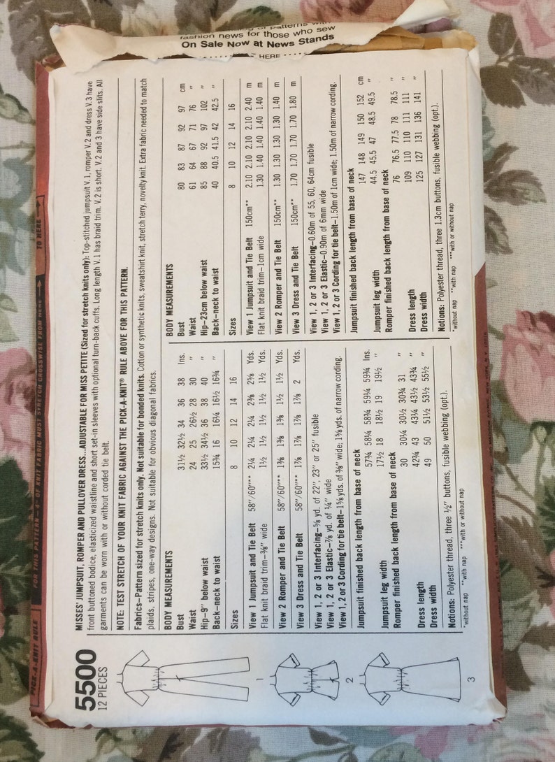 Simplicity 5500 Vintage Sewing Pattern 1980's Knit Jumpsuit Romper Dress Sike K 8, 10, 12 - Etsy