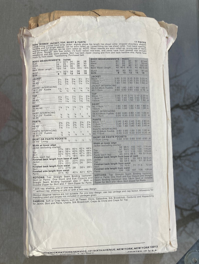 Quick Butterick Vintage 1978 Pattern 6380 Misses Suit Jacket - Etsy