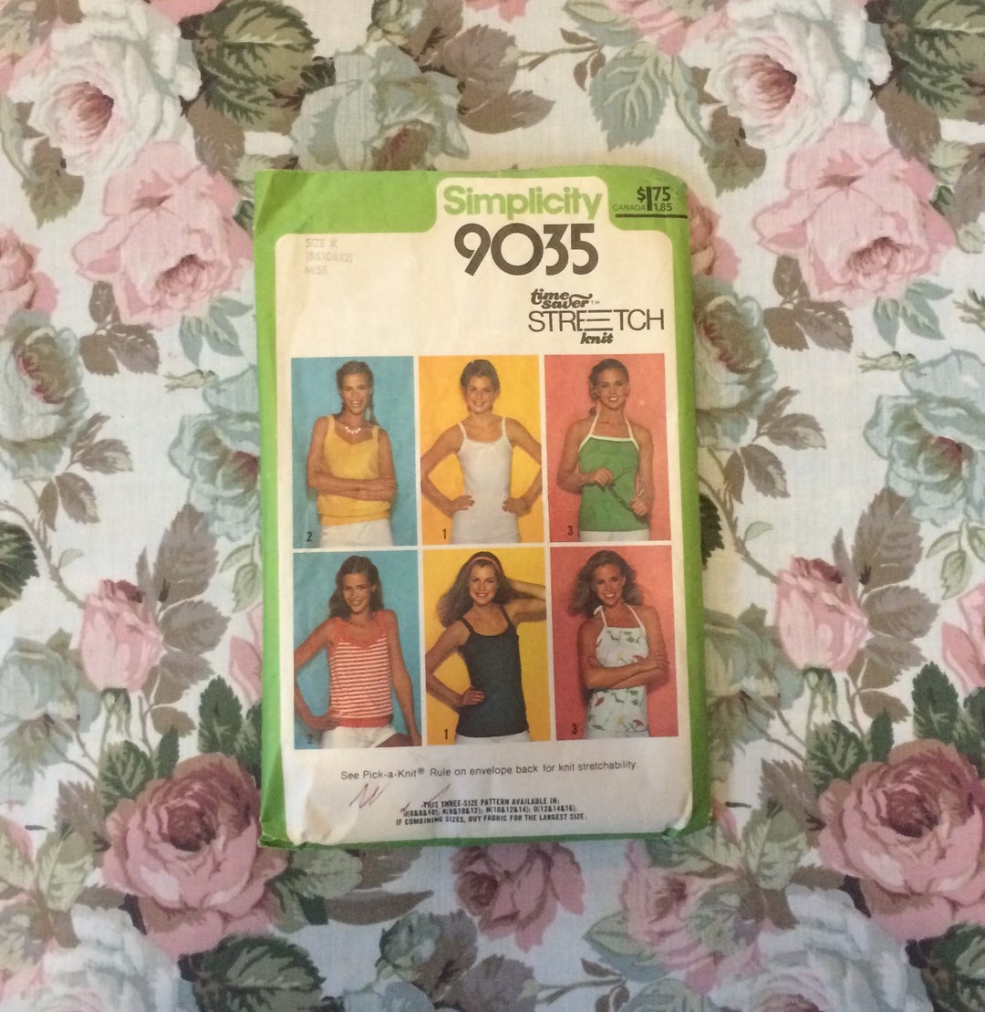 Simplicity 9035 Vintage Sewing Pattern 1970's Knit Tank Tops Cami ...