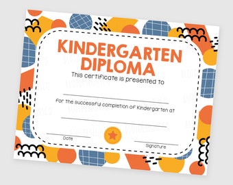 Printable Kindergarten Graduation Editable Diploma | Etsy