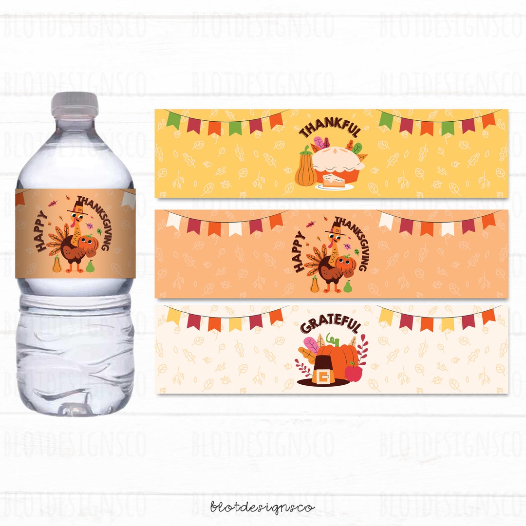 Thanksgiving Water Bottle Labels, Thanksgiving Party Decoration ...