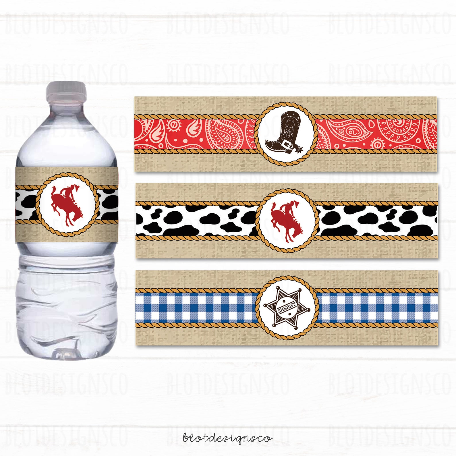 Printable Western Rodeo Cowboy Water Bottle Labels, Cowboy Water Labels ...