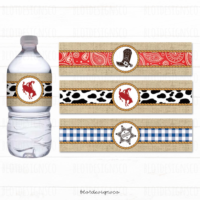 Printable Western Rodeo Cowboy Water Bottle Labels, Cowboy Water Labels ...