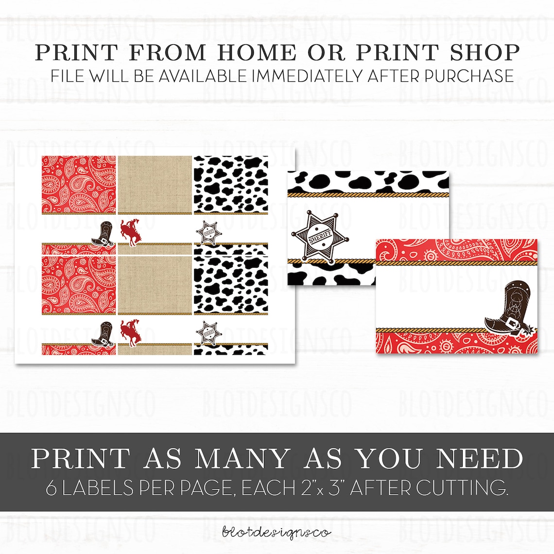 Printable Western Rodeo Cowboy Buffet Labels, Cowboy Food Tents ...