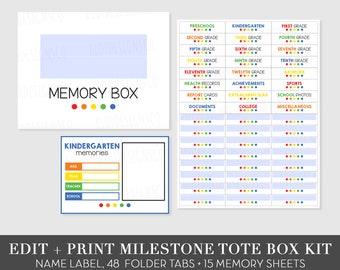 School File Organization Kit, Memory Box Labels Stickers, Milestone ...