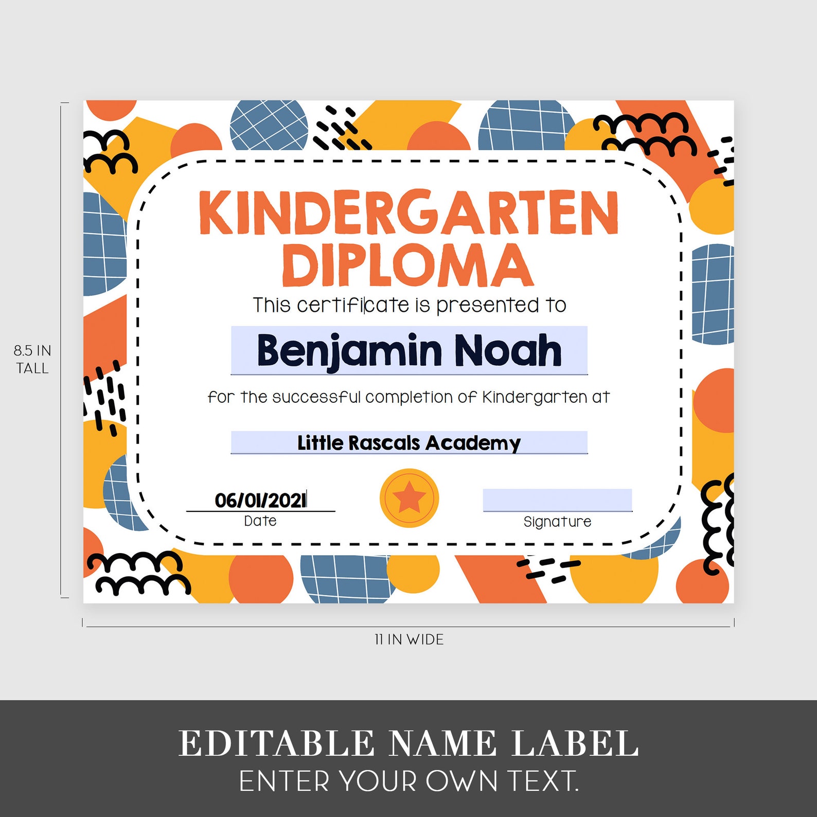 Editable Kindergarten Diploma, Kindergarten Graduation Certificate ...