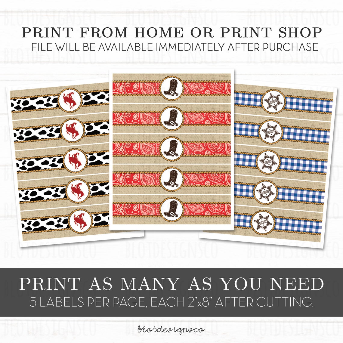 Printable Western Rodeo Cowboy Water Bottle Labels Cowboy - Etsy