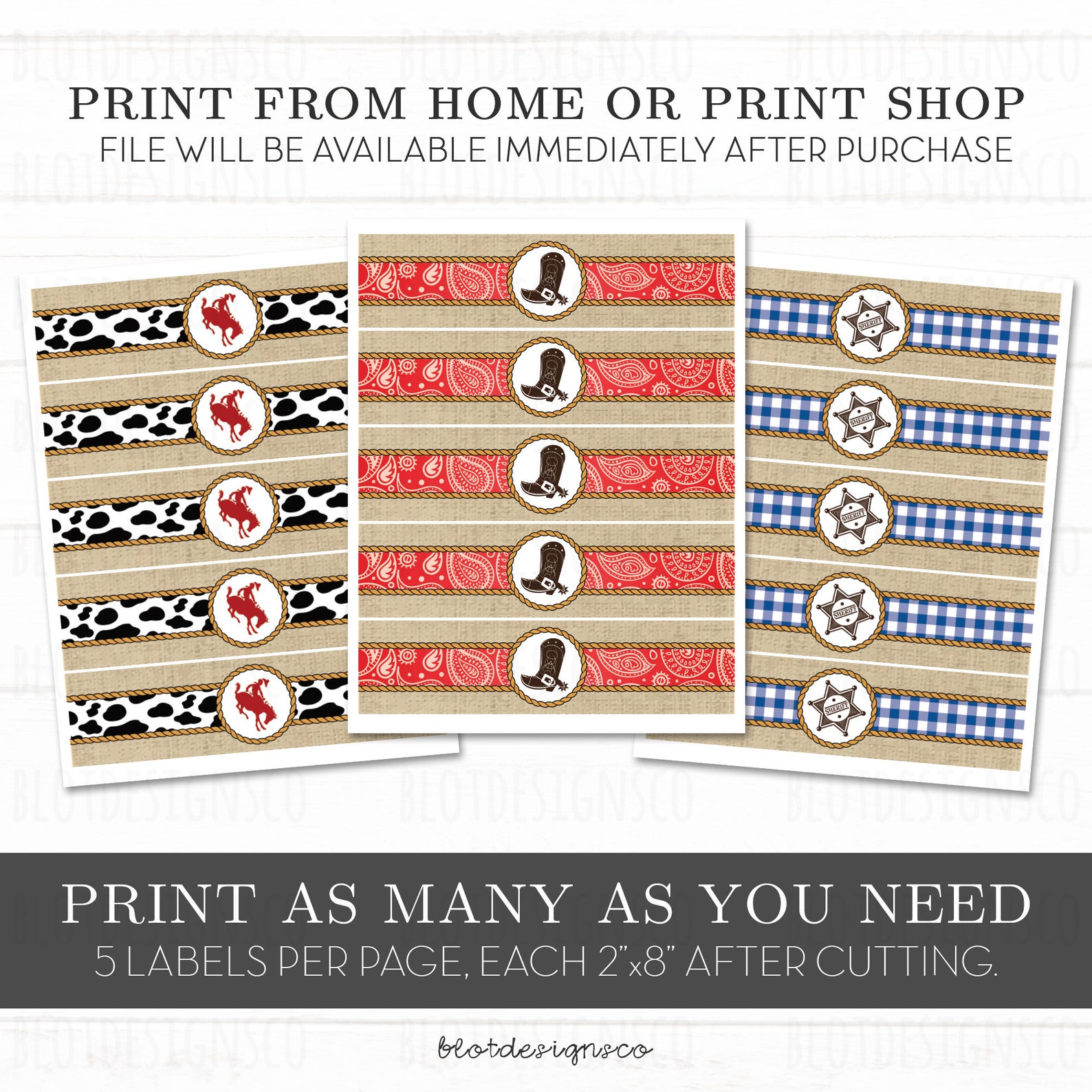 Printable Western Rodeo Cowboy Water Bottle Labels, Cowboy Water Labels ...