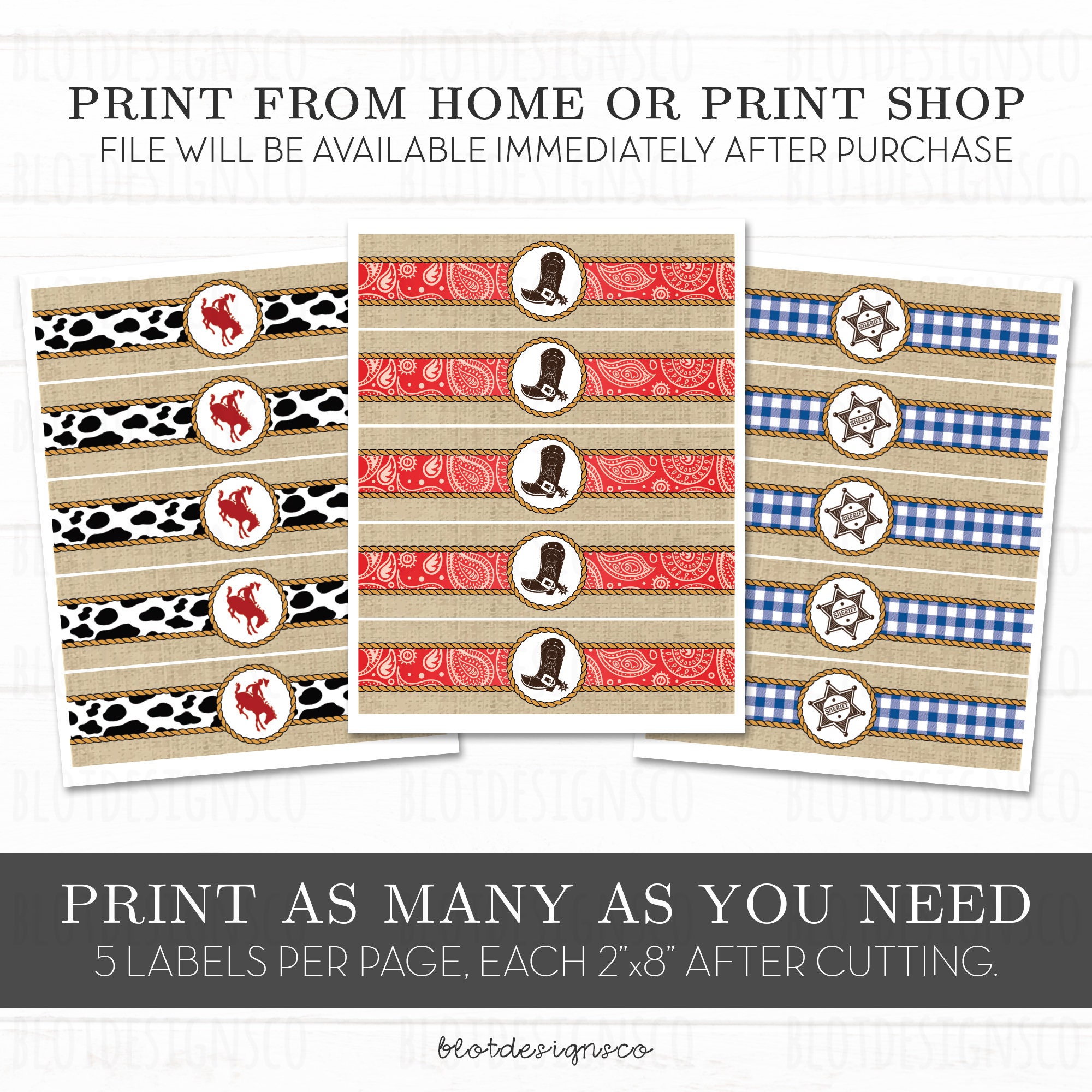 Printable Western Rodeo Cowboy Water Bottle Labels Cowboy - Etsy