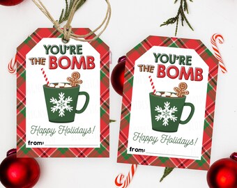EDITABLE You're the Bomb Christmas Gift Tags Secret - Etsy
