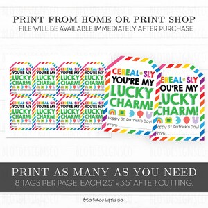 St Patricks Day Lucky Charm Tag, You're My Lucky Charm Cereal Label, St ...