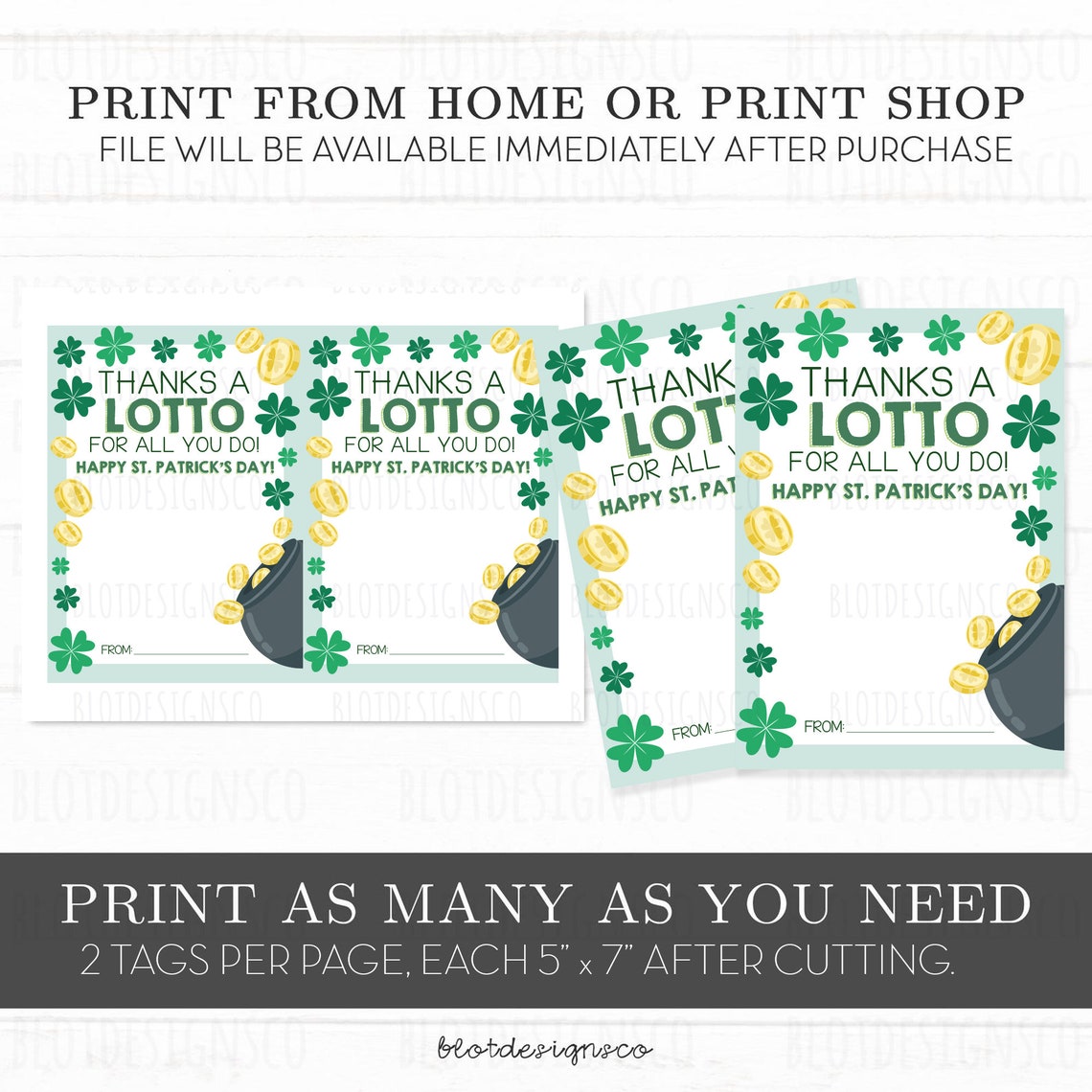 Thanks a Lotto Scratch off Game Holder Printable St. - Etsy