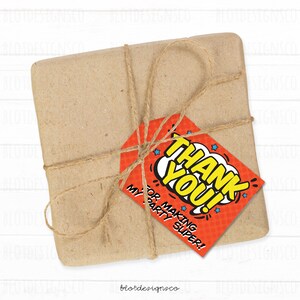 PRINTABLE Superhero Comics Thank You Tag, Super Hero Thank You Card ...