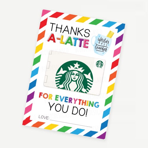 Thanks a Latte Card Teacher Appreciation Gift Card Holder - Etsy
