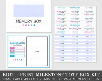 School File Organization Kit, Memory Box Labels Stickers, Milestone ...
