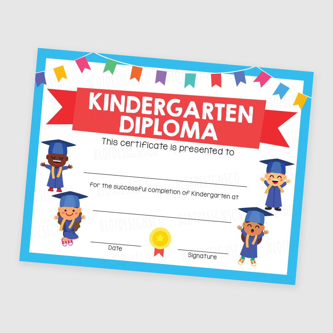 Customizable Kindergarten Graduation Certificate Template, Kindergarten ...