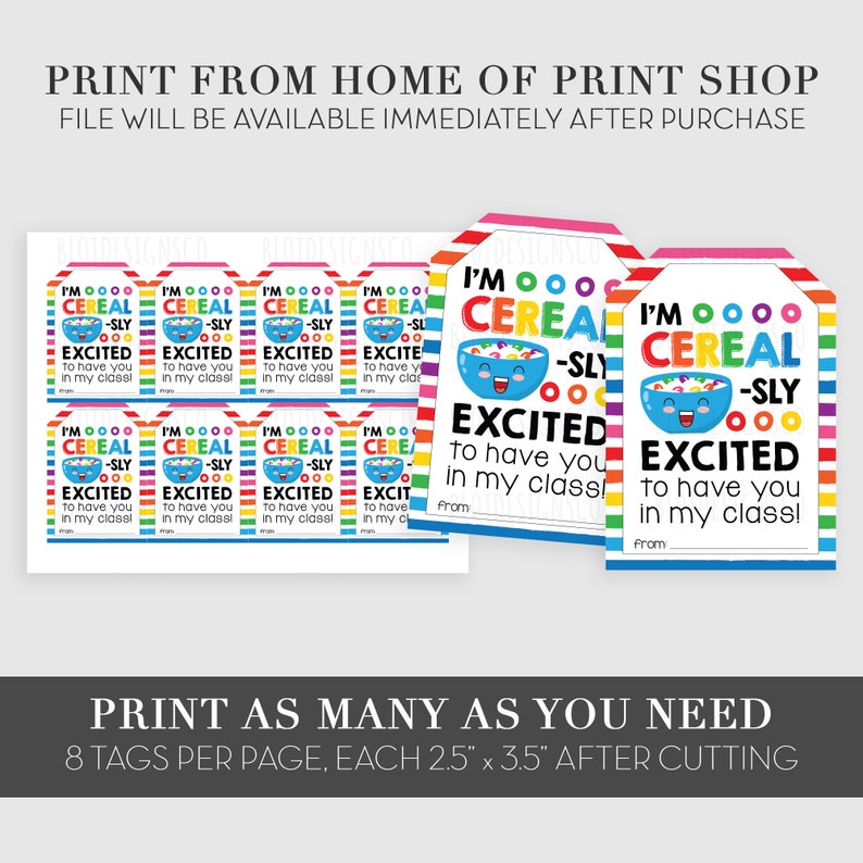 CEREAL-SLY Excited to Have You in My Class Gift Tag First Day - Etsy