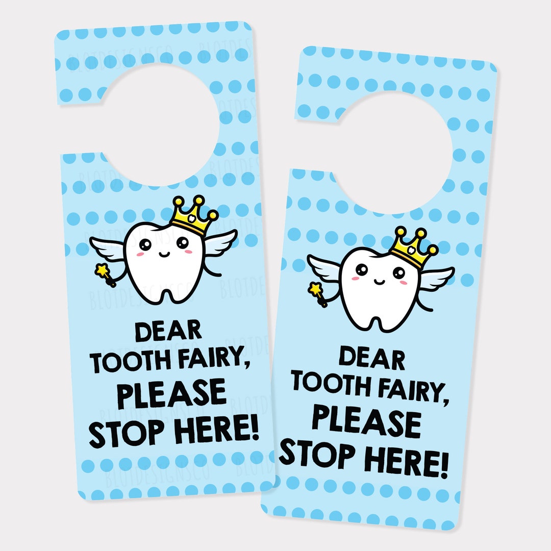 Tooth Fairy Door Hanger Printable, Please Stop Here Door Tag Sign ...