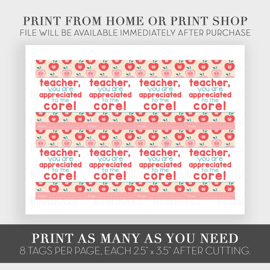 Teacher Appreciation Gift Tag You Are Appreciated to the Core - Etsy