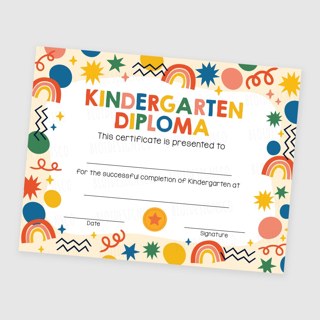 Printable Kindergarten Graduation Editable Diploma, Customizable ...