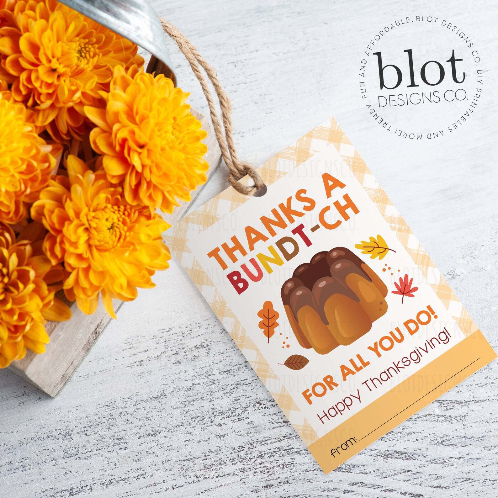 THANKS A Bundt-ch Bundt Cake Printable Thanksgiving Turkey Day Treat ...