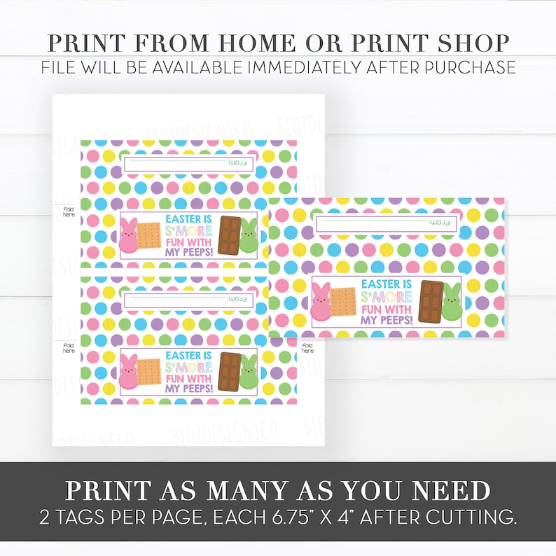 PRINTABLE Easter S’mores Bag Toppers, Easter Peeps S'more Bag Tag ...