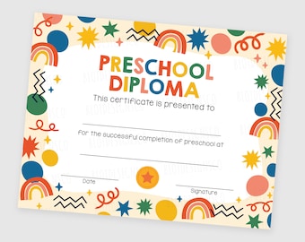 Printable Preschool Graduation Editable Diploma, Customizable Preschool ...