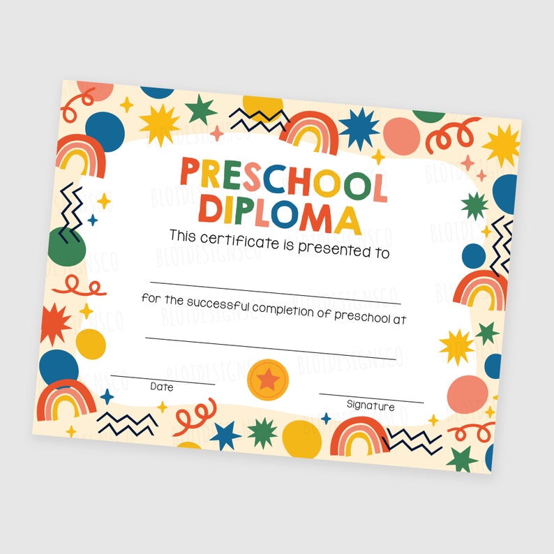 Printable Preschool Graduation Editable Diploma Customizable - Etsy