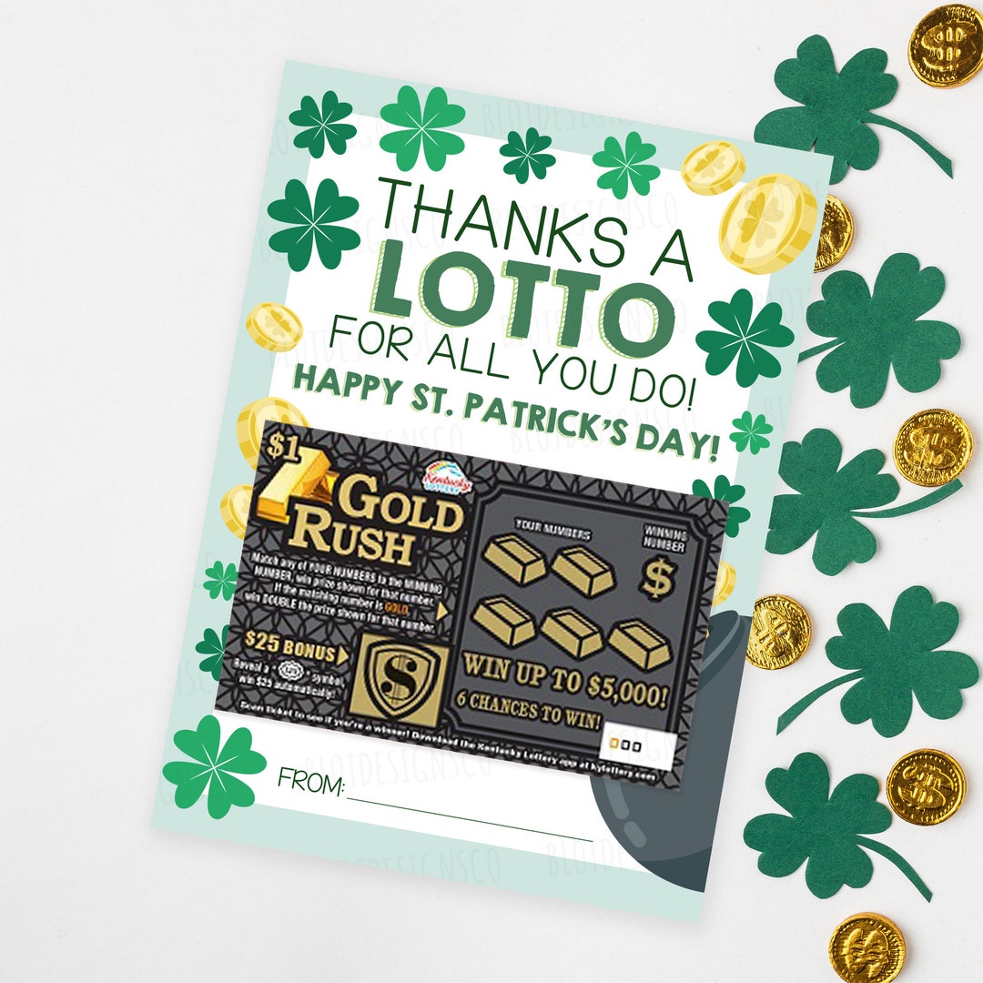 Thanks a Lotto Scratch off Game Holder Printable St. Patrick's Day ...