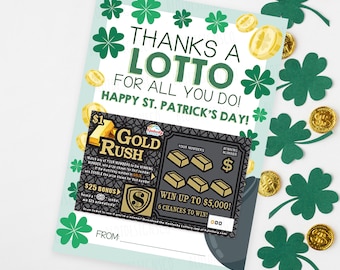 Thanks a Lotto Scratch off Game Holder Printable St. Patrick's Day ...