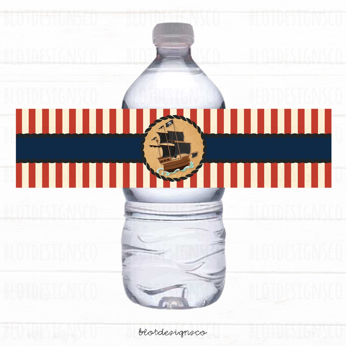 Pirate Water Bottle Label, Pirate Party Bottle Wrap, Printable Water ...