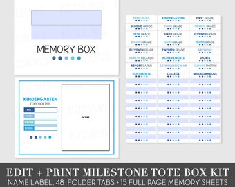 School File Organization Kit, Memory Box Labels Stickers, Milestone ...